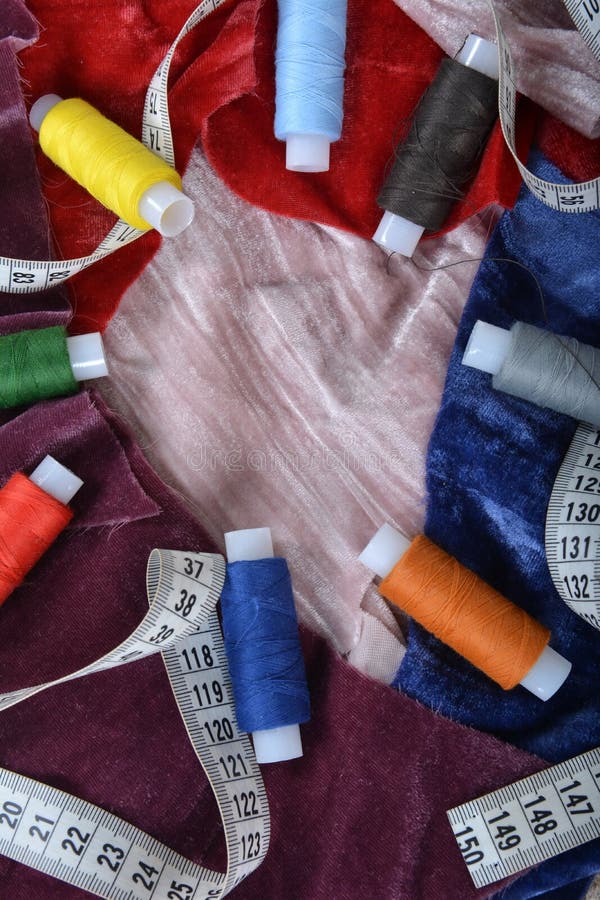 Frame Made of Pieces of Fabric with Measuring Centimeter and Coils of ...