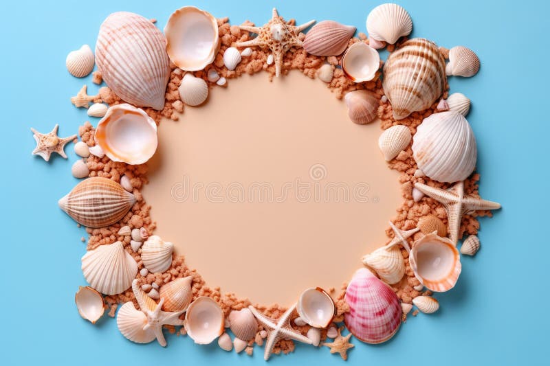 Frame Made of Sea Shells. Generative Ai Stock Illustration ...