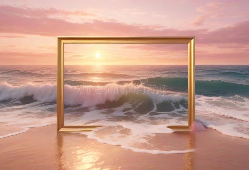 A Frame Made of Shimmering Gold Waves Stock Illustration - Illustration ...
