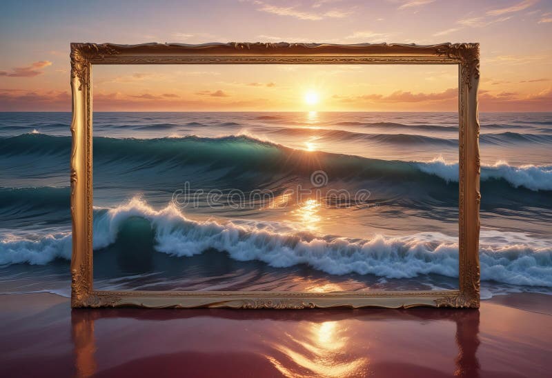 A Frame Made of Shimmering Gold Waves Stock Illustration - Illustration ...