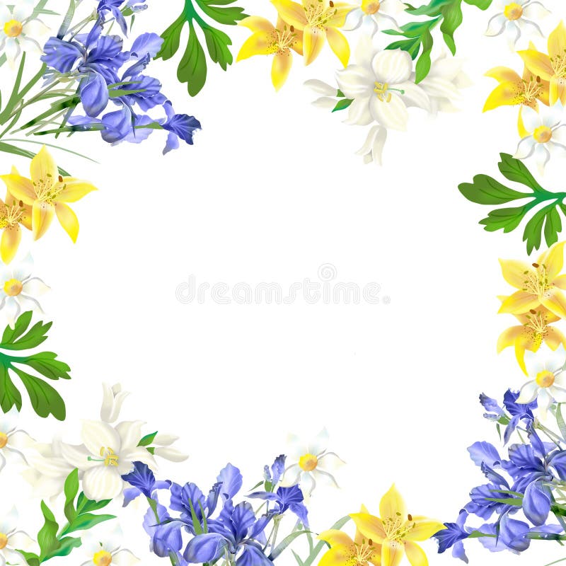 Frame Made of Spring Fresh Flowers Stock Illustration - Illustration of ...