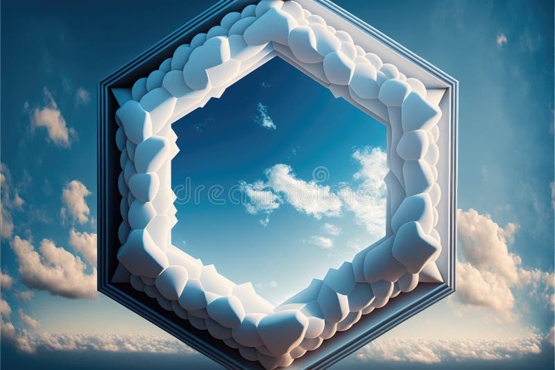Frame Made with Covered White Cloud in the Sky in Circle Shape. Stock ...