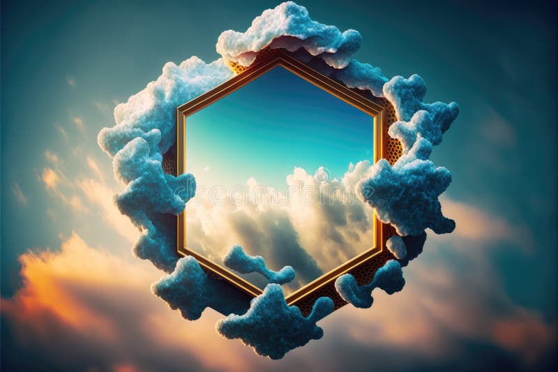 Frame Made with White Cloud in the Sky in Circle Shape Stock ...