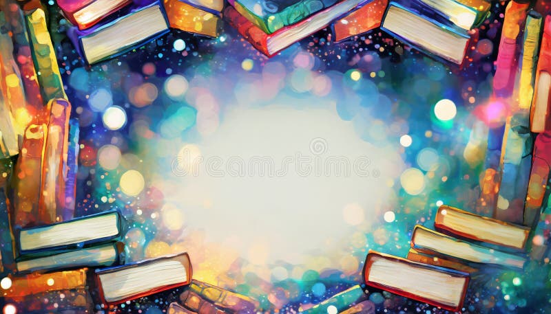 A frame of magic books stock illustration. Illustration of empty ...