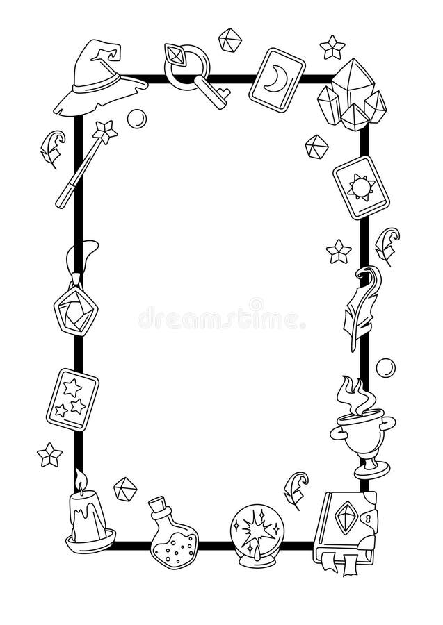 Frame with Magic Items. Witchcraft Alchemy Mystery Elements Stock ...