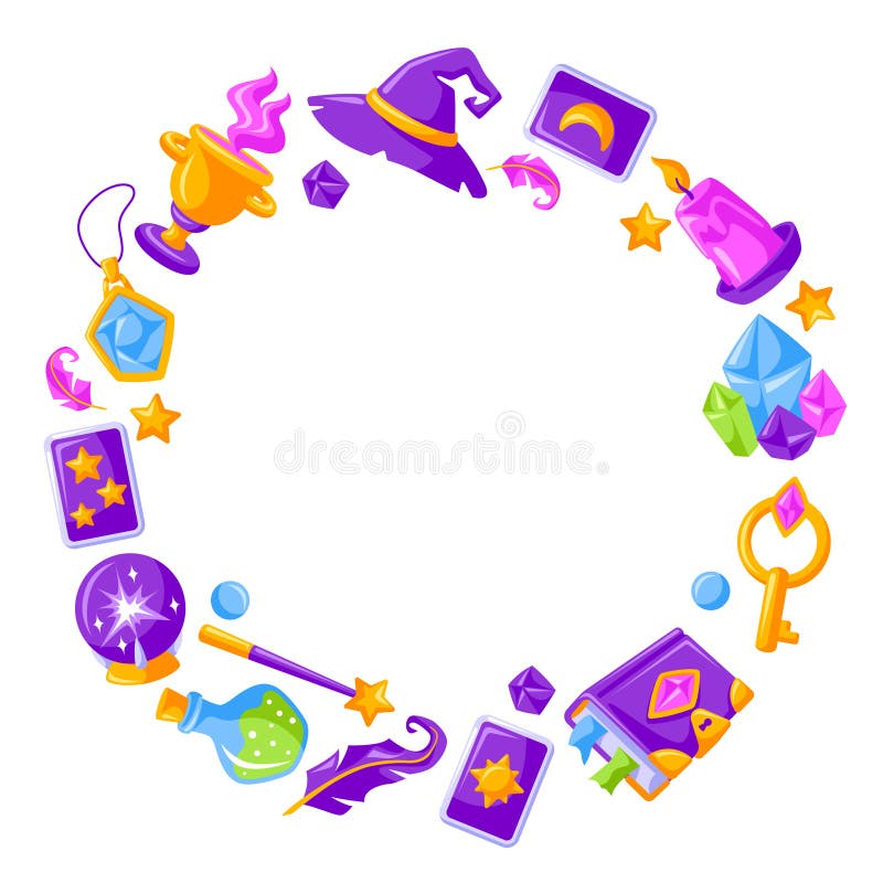 Frame with Magic Items. Witchcraft Alchemy Mystery Elements Stock ...