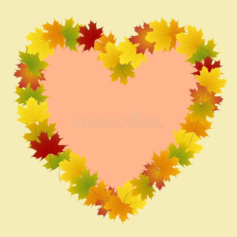 Frame of Maple Leaves Heart Stock Vector - Illustration of beauty ...