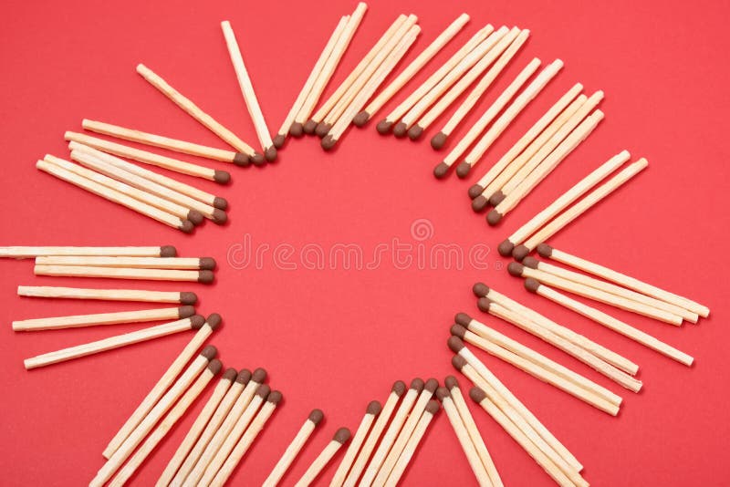 Frame of Matches in the Shape of a Circle on a Red Background Stock ...