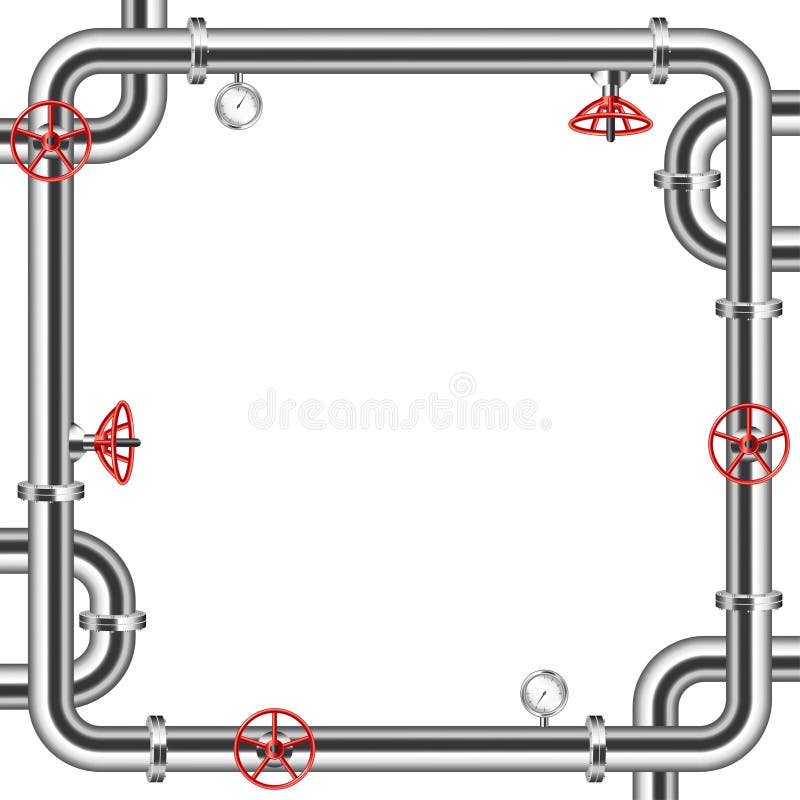 Frame from Metal Pipes on White Background Stock Vector - Illustration ...