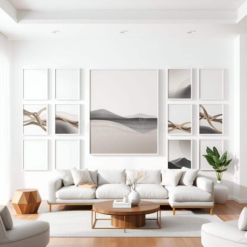 Frame Mockup ISO a Paper Size in Modern Living Room Stock Illustration ...