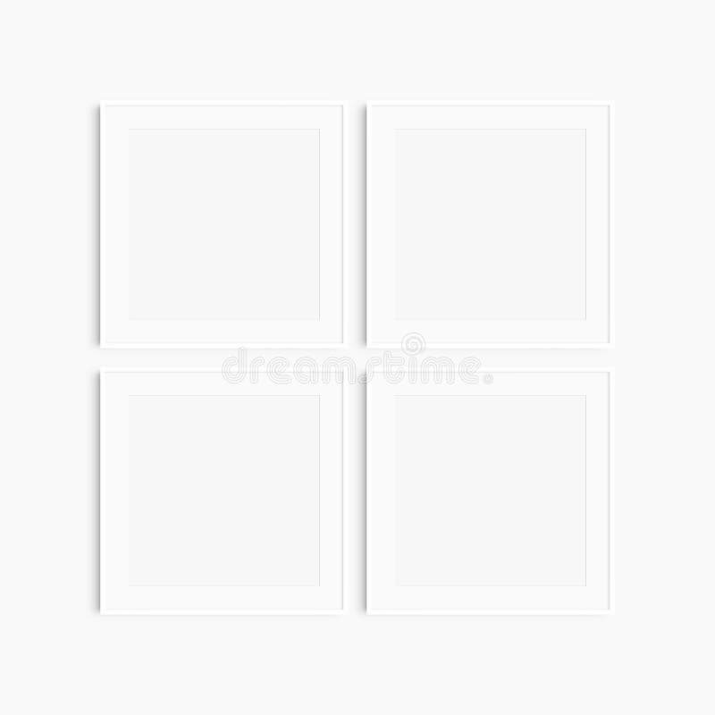Mockup Four Blank Square Frames White Wall Stock Photos - Free ...