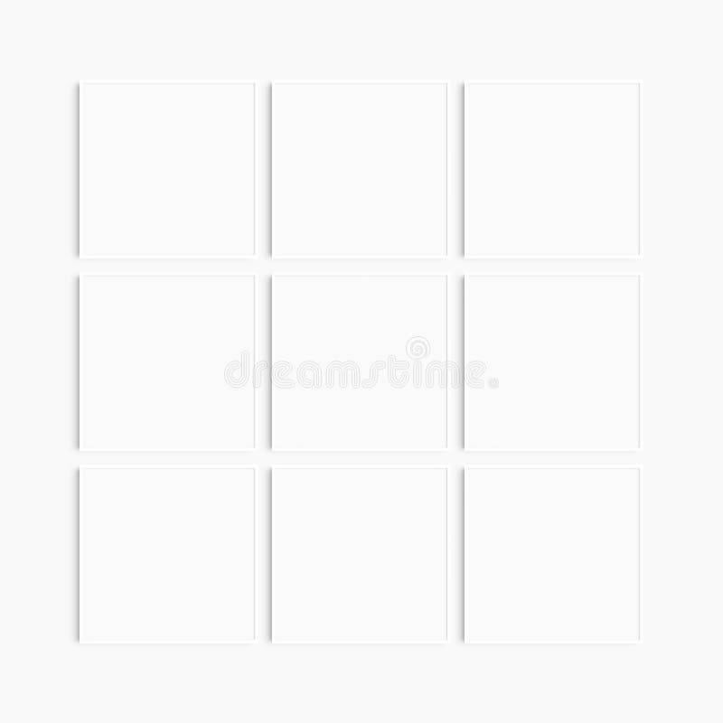 Frame Mockup 1:1 Square. Set of Nine Thin White Square Frames Stock ...