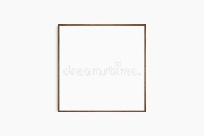 Frame Mockup 1:1 Square. Single Thin Dark Brown Walnut Wood Frame ...