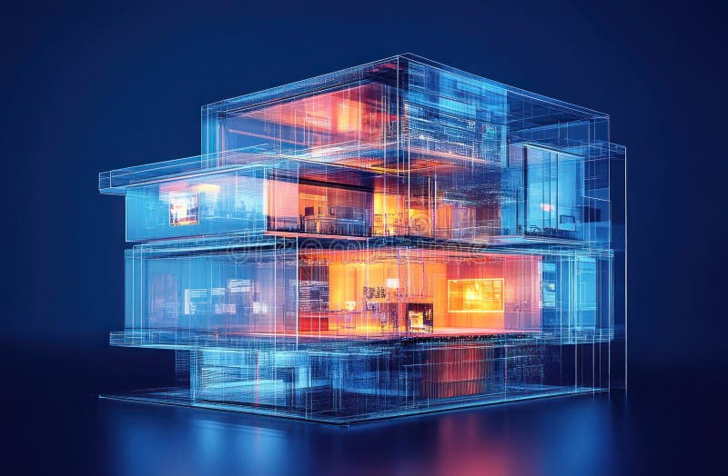 A Frame Model of a Modern Building Stock Illustration - Illustration of ...