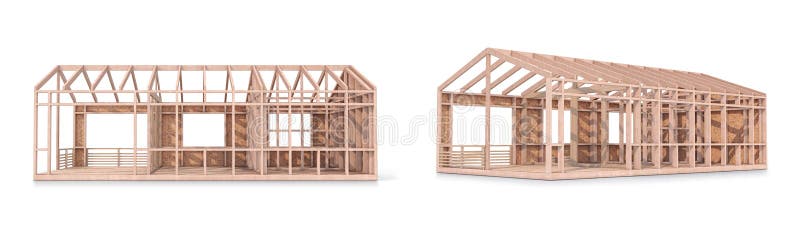 Frame of a Modular Barn House Isolated on a White Background. Stock ...