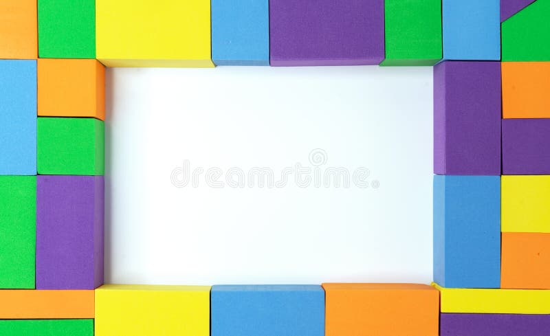Frame of Multi-colored Squares, Rectangles and Triangles with a White ...