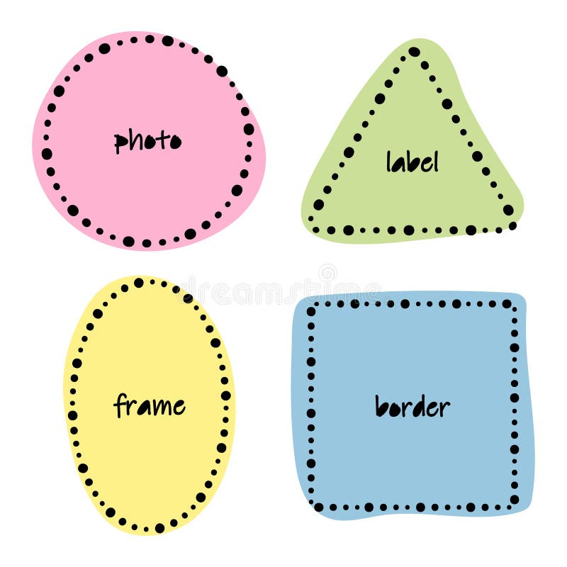 Frame Multi-coloured Outline Set. Hand Drawn Decorative Doodle Style ...
