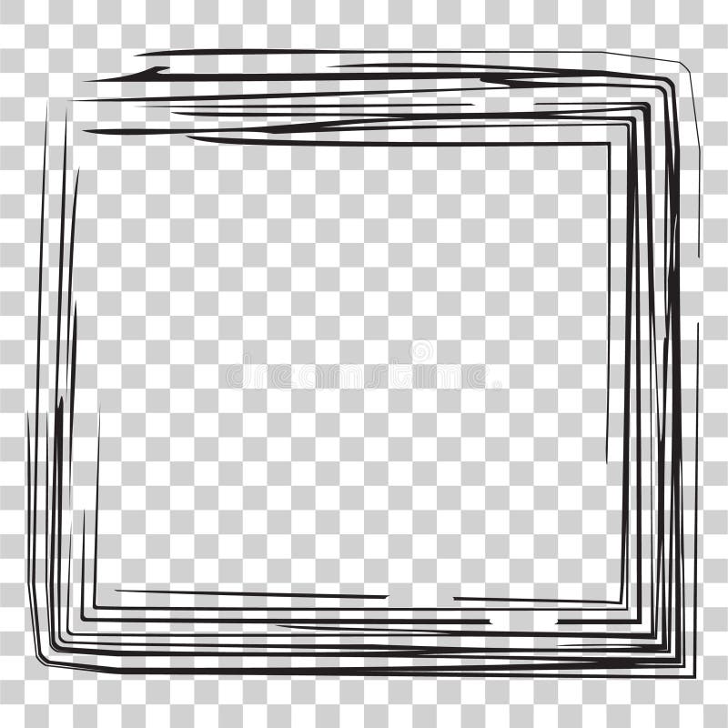 Vector Hand Draw Sketch Square Frame from Multiple Black Thick Mark for ...