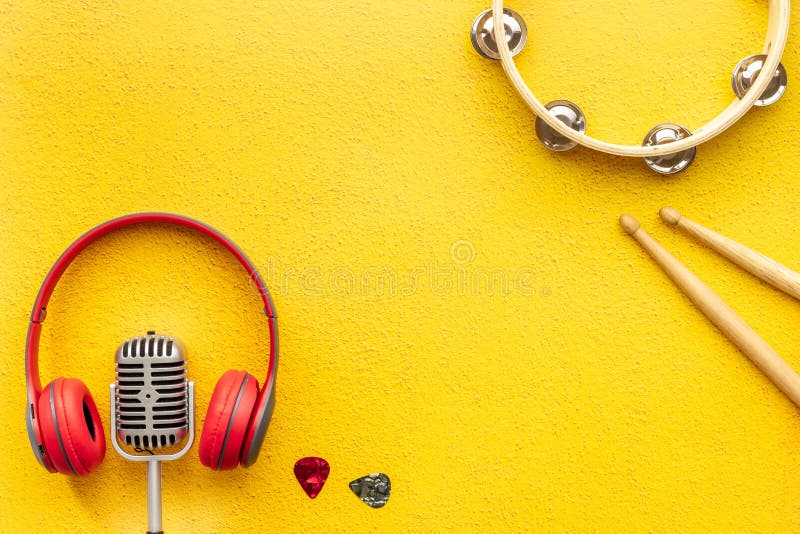 Frame of of Music Background - Instrument with Sheet Music, Top View ...