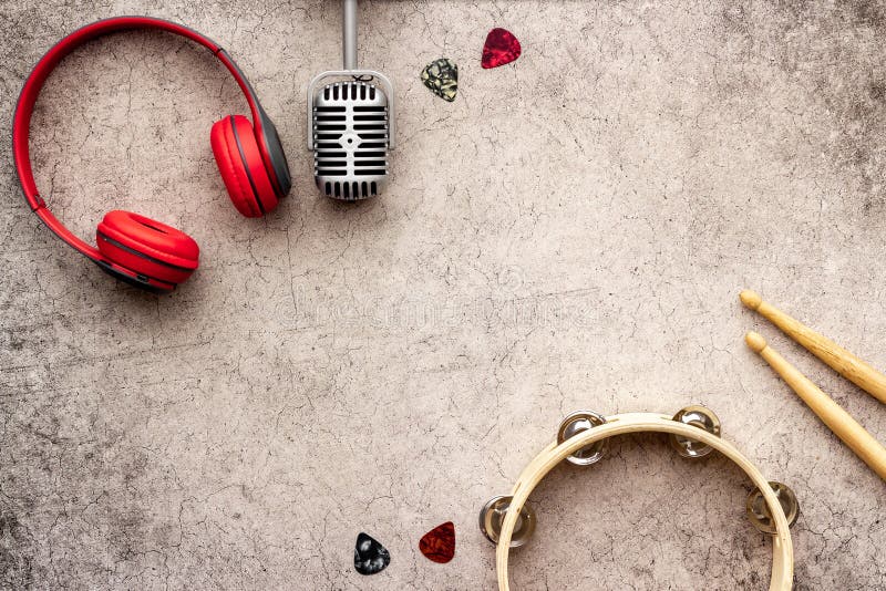 Frame of of Music Background - Instrument with Sheet Music, Top View ...