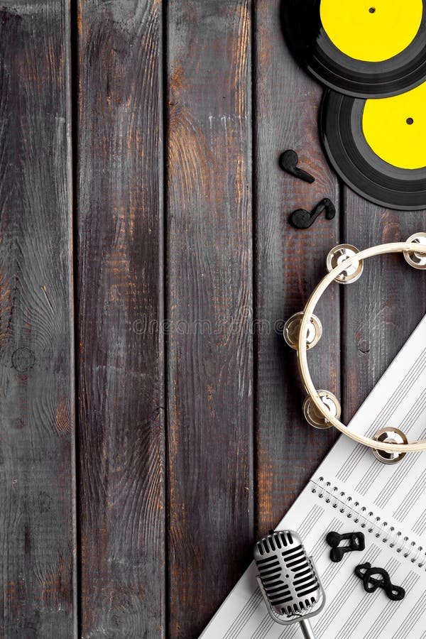 Frame of of Music Background - Instrument with Sheet Music, Top View ...