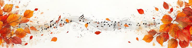A Frame with Musical Notes Intertwined with Autumn Leaves, Creating a ...