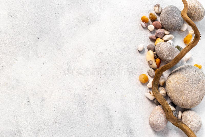 Frame of Natural Mineral Rocks with Snag Tree Branch Stock Photo ...