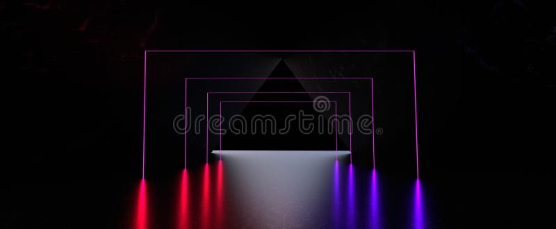 Frame with Neon Lights in Dark Background Stock Illustration ...