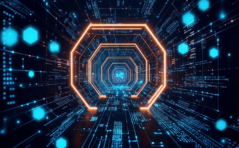 The Frame is Octagonal in Shape with Glowing Neon Accents Against a ...