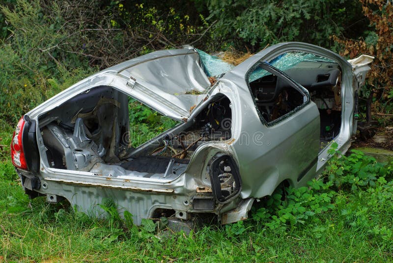 Disassembled Car Frame on the Street. Car after an Accident Stock Image ...