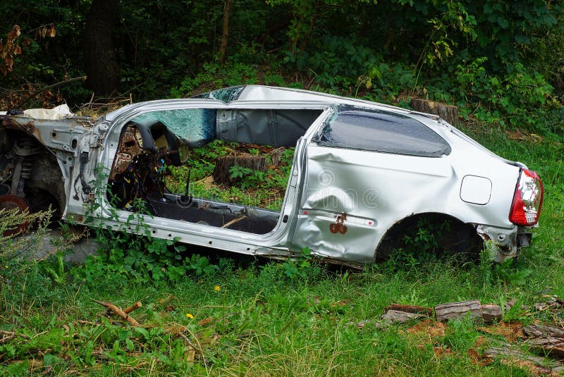 Disassembled Car Frame on the Street. Car after an Accident Stock Image ...