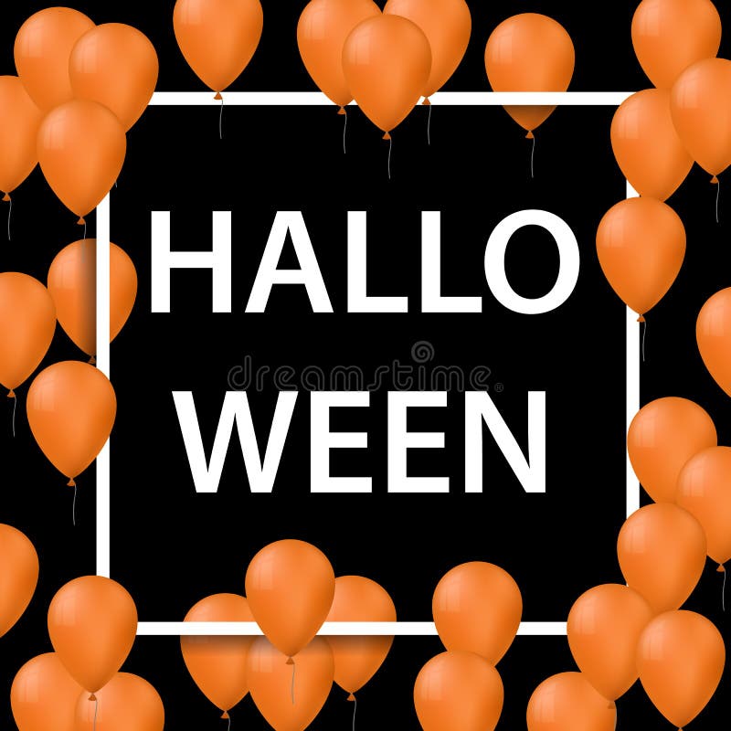 Vector Frame with Orange Ballons for Halloween Stock Vector ...