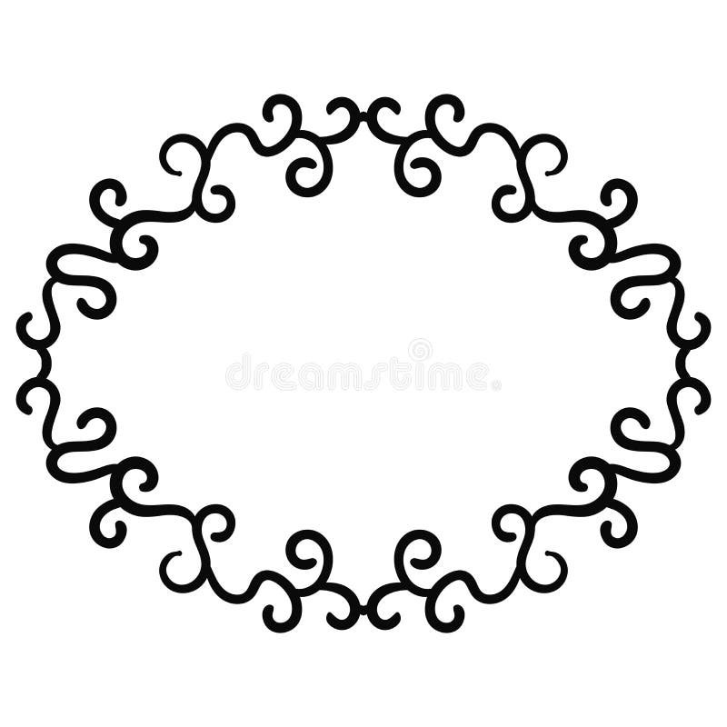 Outline Curly Frame. Ornamental Round Doodle Element Isolated on White ...