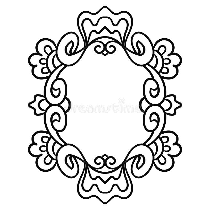 Outline Curly Frame. Ornamental Round Doodle Element Isolated on White ...