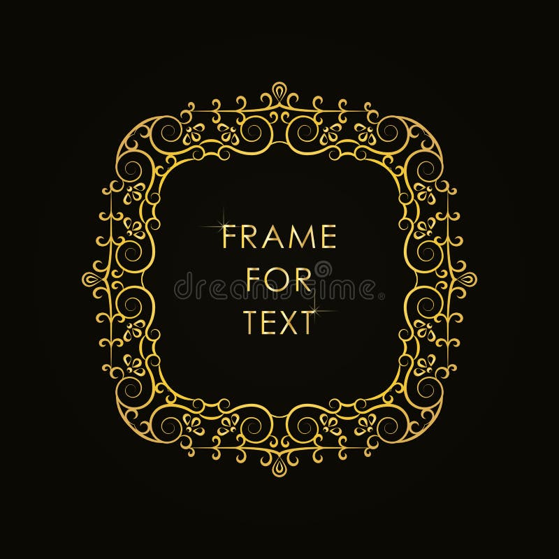 Frame in Outline Style on Black Background Stock Vector - Illustration ...