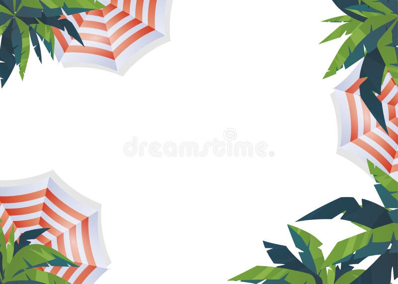 Frame from Palm Trees and Sun Umbrellas Top View. Vector Stock Vector ...