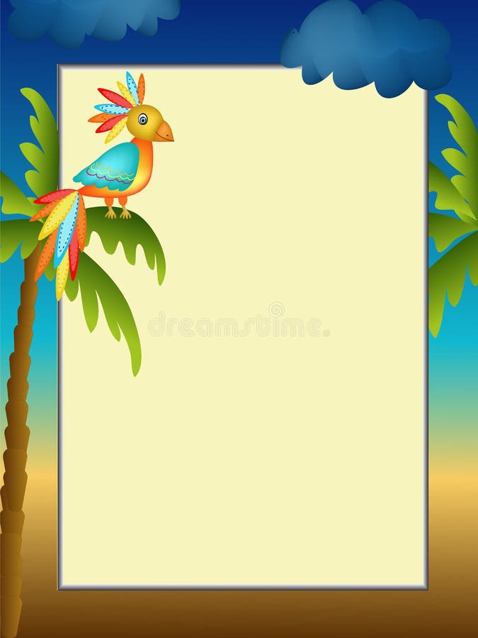 Frame With Parrot And Butterfly Stock Vector - Illustration of surround ...