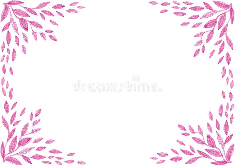 Frame of Patterns in Each Corner. Pattern Consists of Leaves. Pink ...