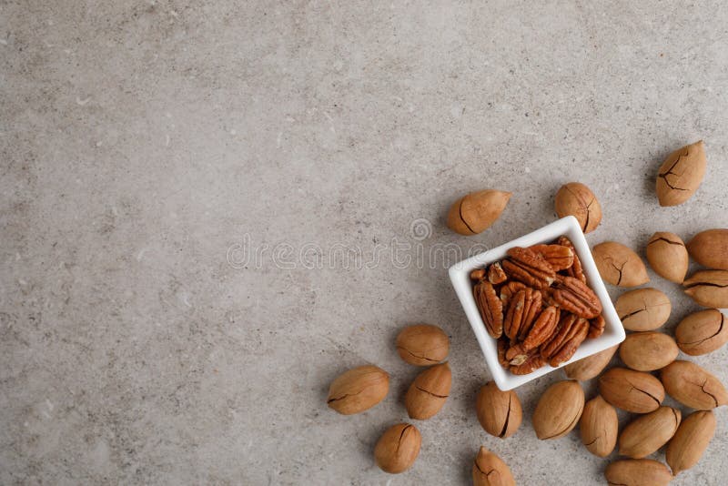 Frame of Pecan Nuts on Marble Background. Square Bowl of Nuts in the ...
