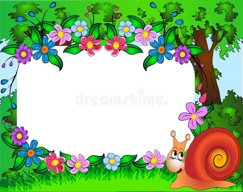 Frame for Photo Snail and Flower Stock Vector - Illustration of ...