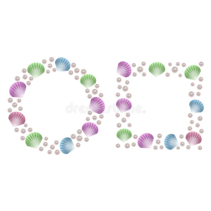Frame for Photos or Text of Shells and Pearls Stock Illustration ...