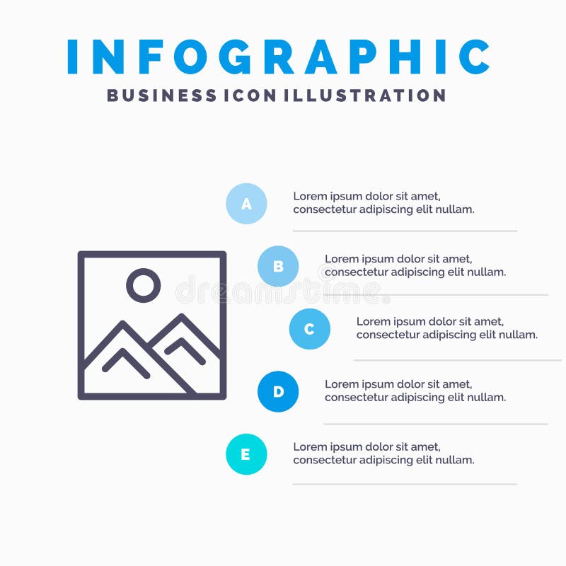 Frame, Picture, Image, Education Blue Infographics Template 5 Steps ...