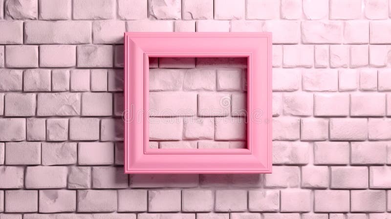 Frame Picture Frame on a Pink Brick Wall. Stock Illustration ...