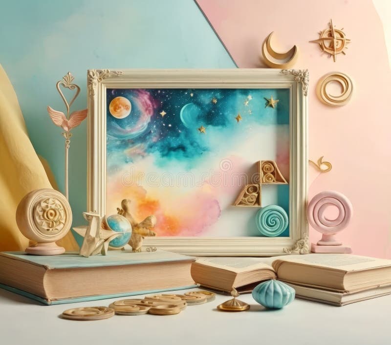 Frame with Picture Space and Planets on it Stock Illustration ...