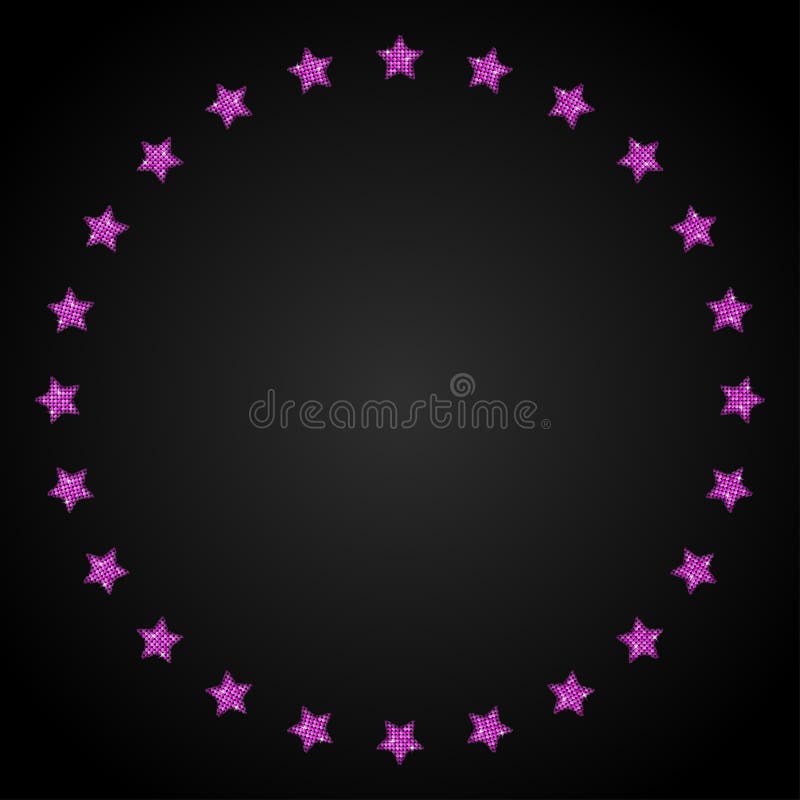 Frame Pink Sequin Stars Around Circle Stock Vector - Illustration of ...