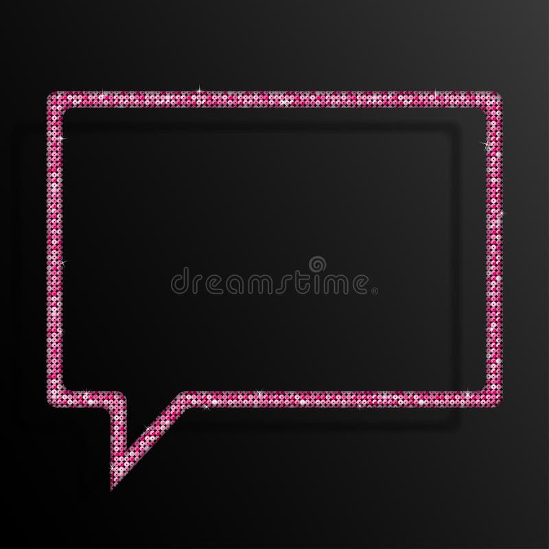 Frame Pink Sequins Speech Bubble. Sparkle, Stars. Stock Vector ...