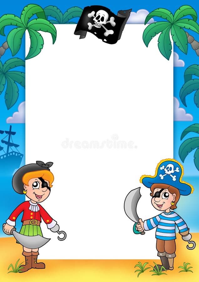 Pirate Girl Photo Frame stock vector. Illustration of border - 30432479