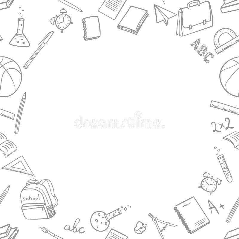 Place for Text with School Elements on Return To School in the Doodle ...