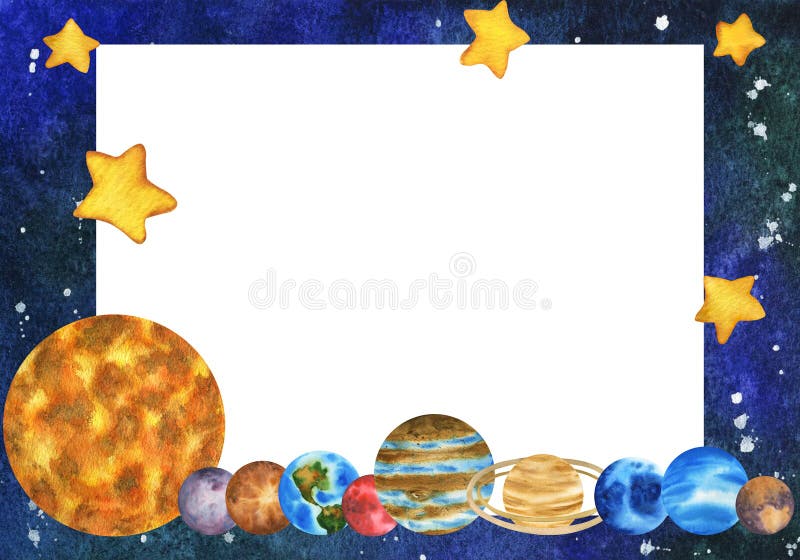 Border with Astronaut and Solar System Stock Vector - Illustration of ...