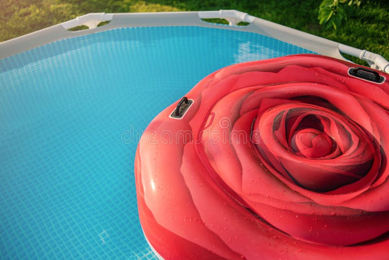 Frame Pool with Clean Water for Relaxation. Mattress for Swimming on ...